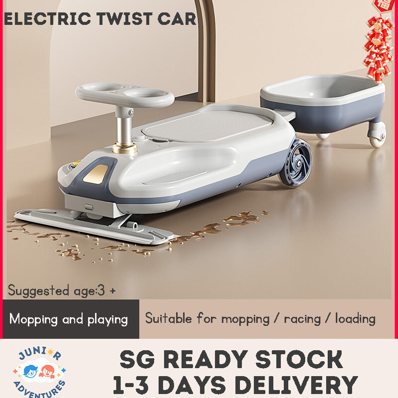 Kids Electric Kart Electric Ride On Car 3 in 1 Twist Car Mop and ...